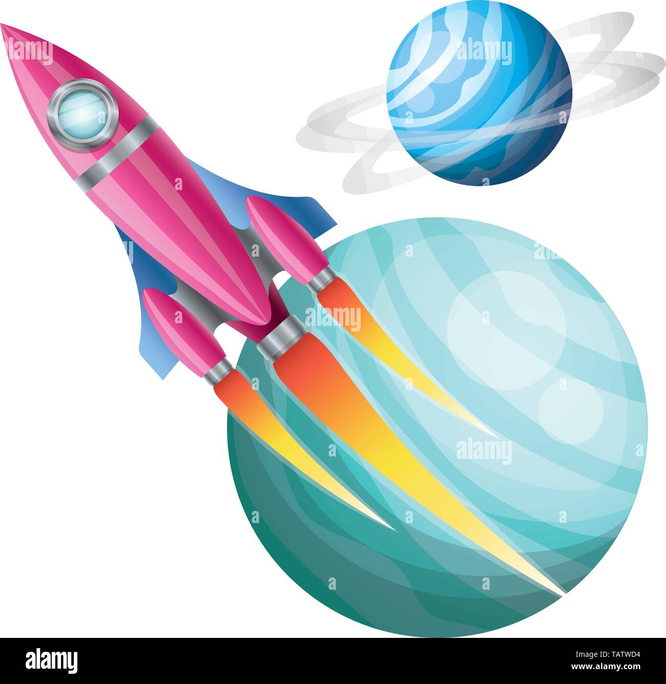 rocket flying with planets of the solar system background Stock Vector ...