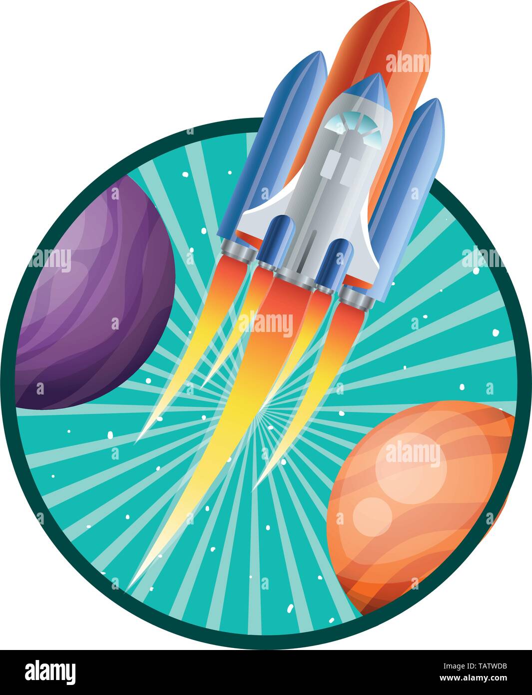 frame with rocket flying and planets of the solar system Stock Vector ...