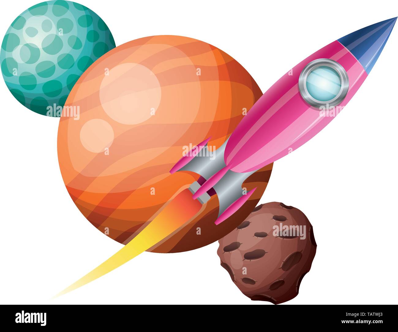 rocket flying with planets of the solar system background Stock Vector ...