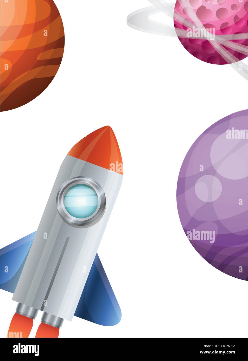 rocket flying with planets of the solar system background Stock Vector ...