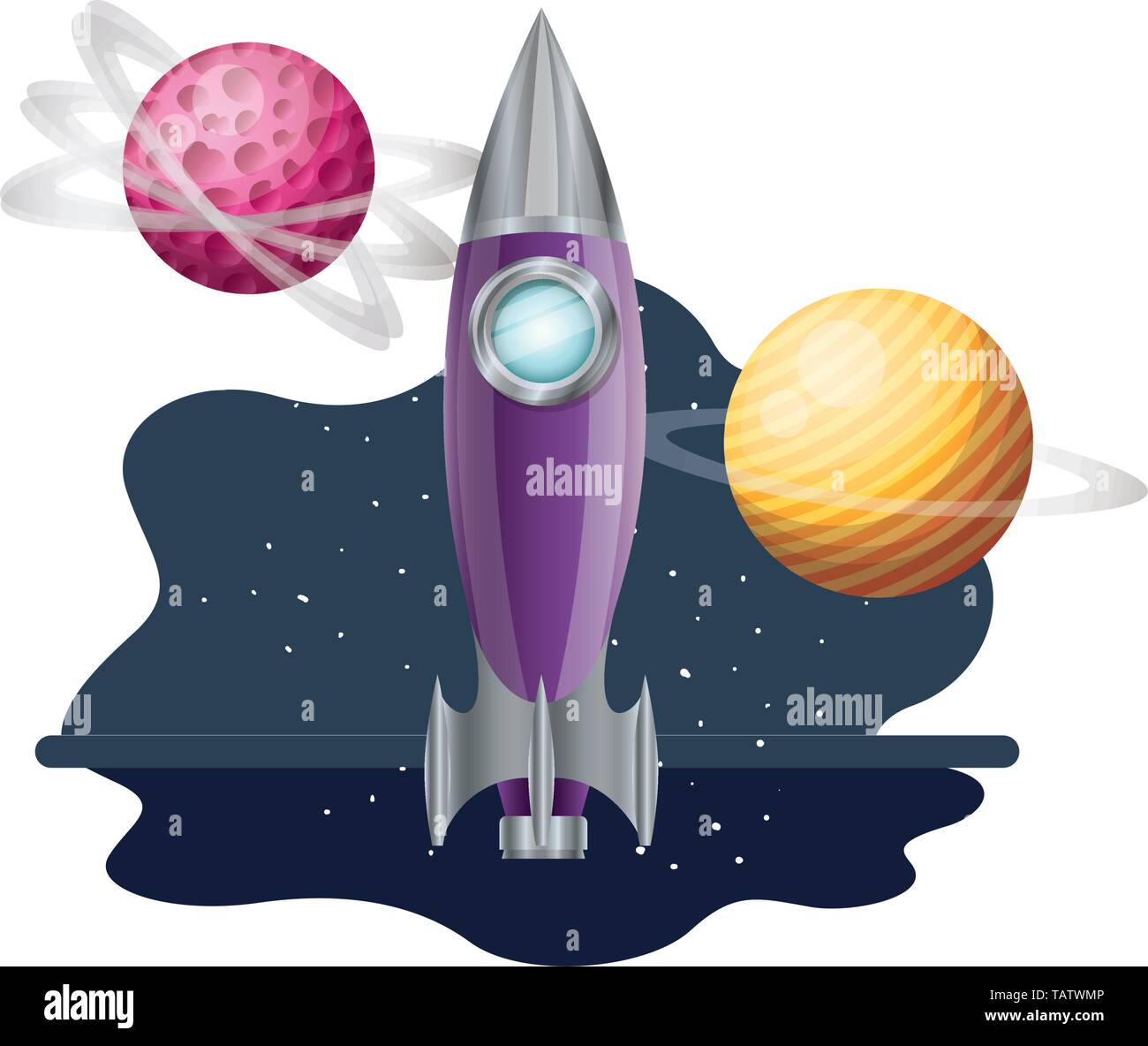 rocket flying with planets of the solar system background Stock Vector ...