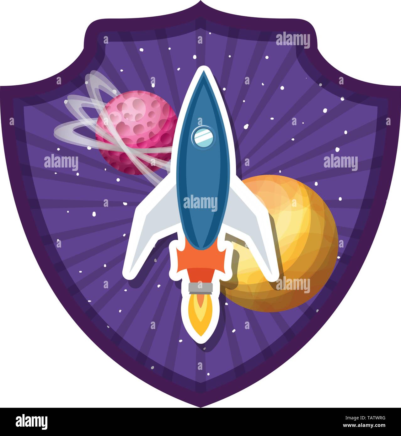 frame with rocket flying and planets of the solar system Stock Vector ...