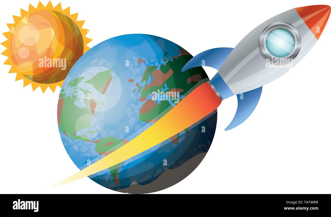 rocket flying with planets of the solar system background Stock Vector ...