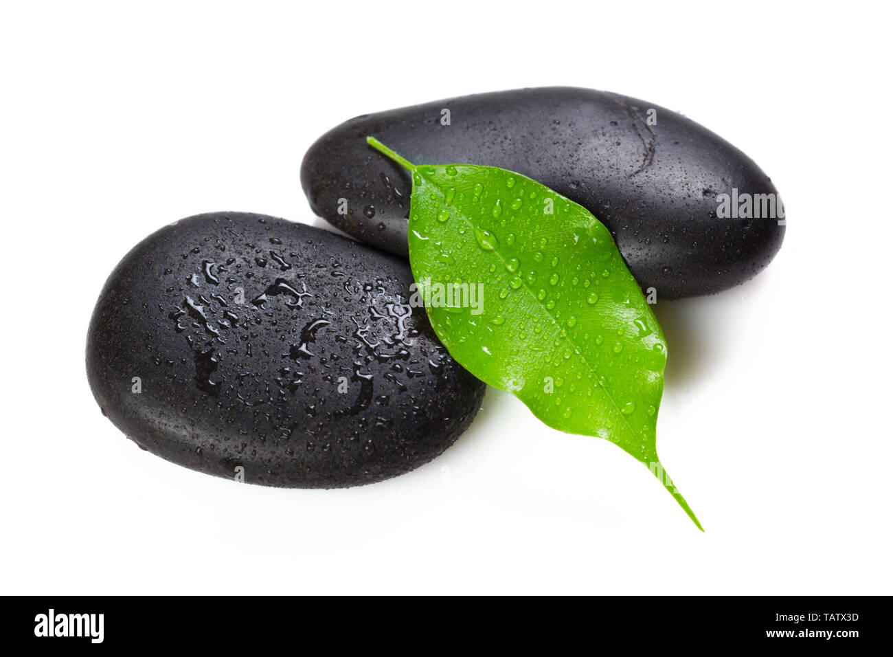 zen stone and leaf Stock Photo - Alamy