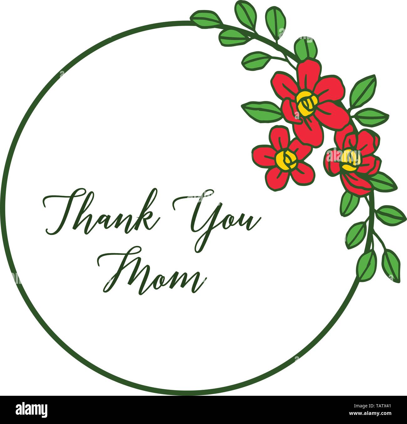 Vector illustration card design thank you mom with various bright ...