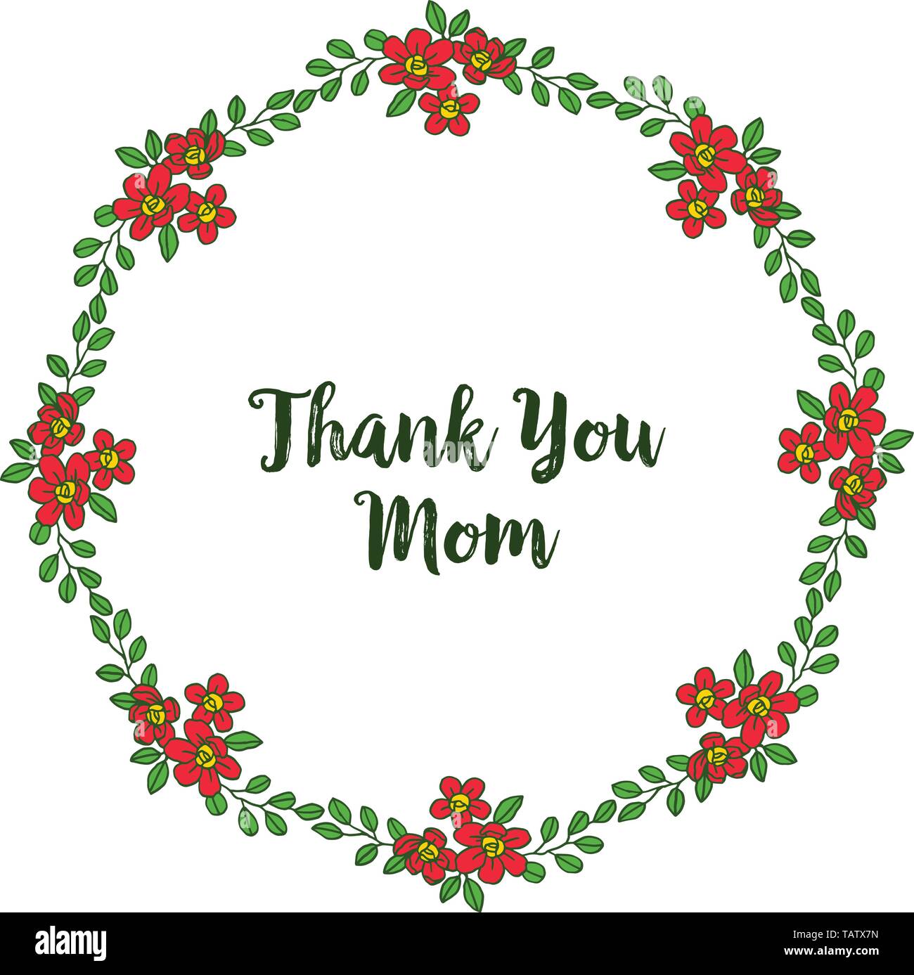 Vector illustration card design thank you mom with various bright ...
