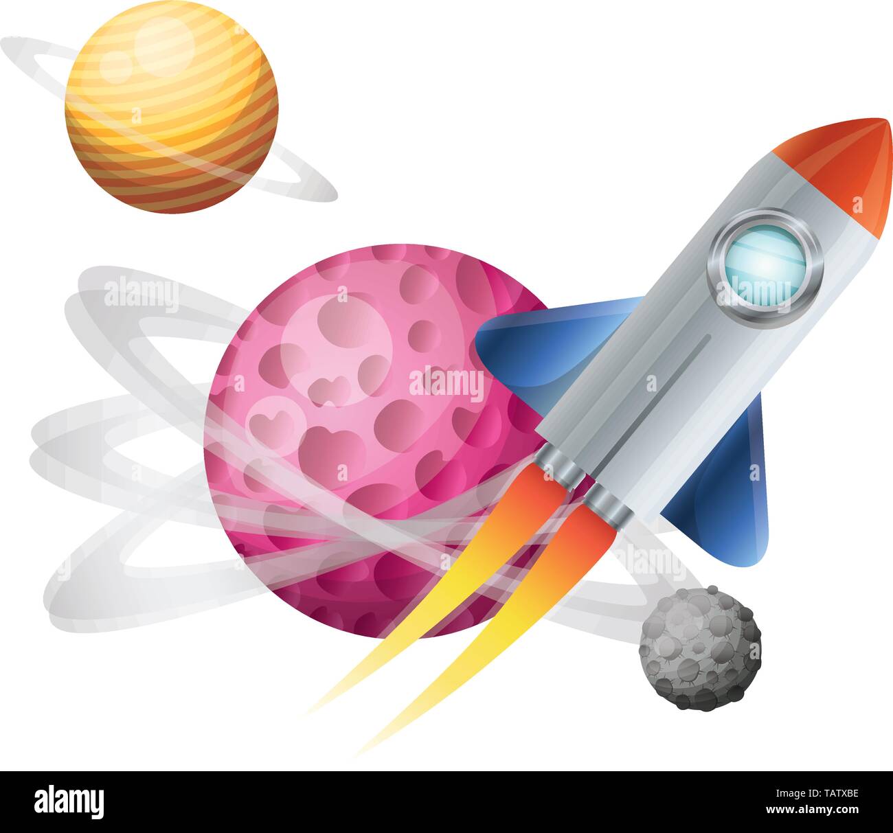rocket flying with planets of the solar system background Stock Vector ...