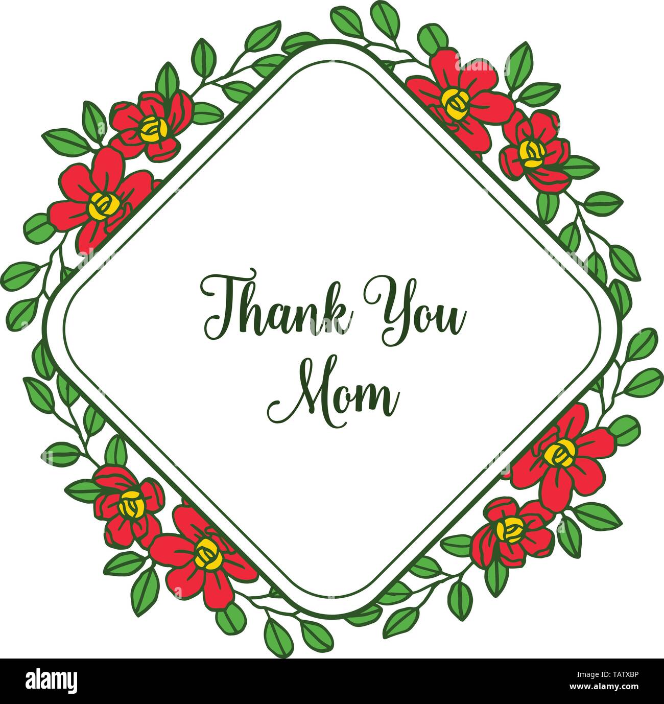 Vector illustration style card thank you mom with texture orange flower ...