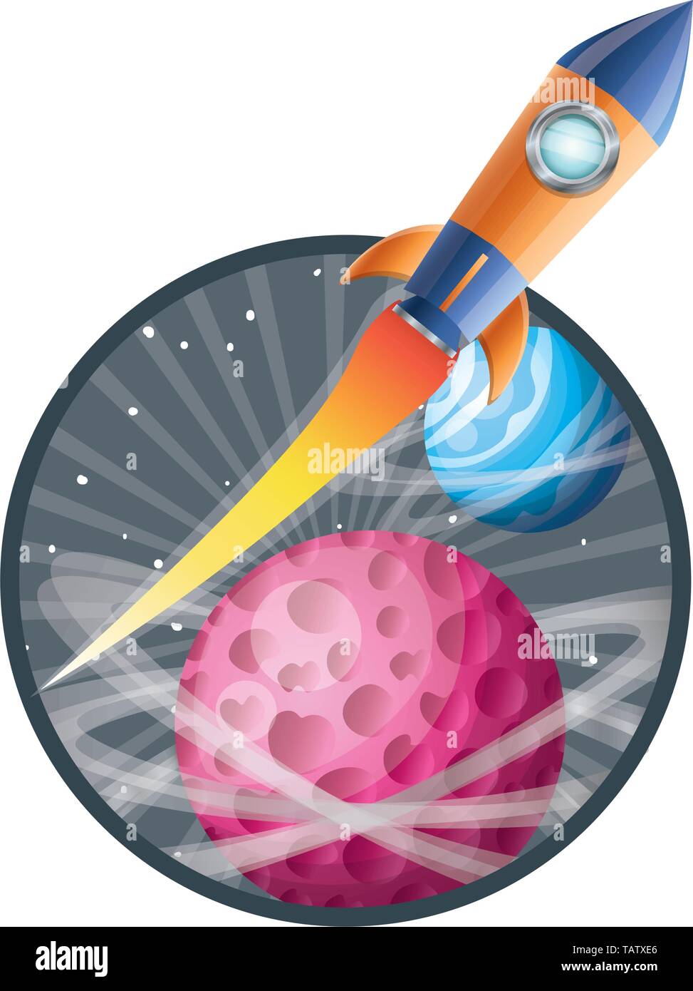 frame with rocket flying and planets of the solar system Stock Vector ...