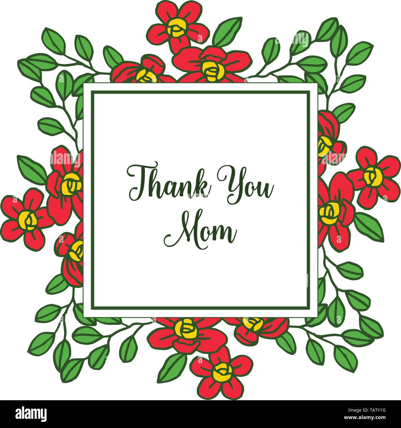 Vector illustration poster thank you mom with pattern art orange flower ...