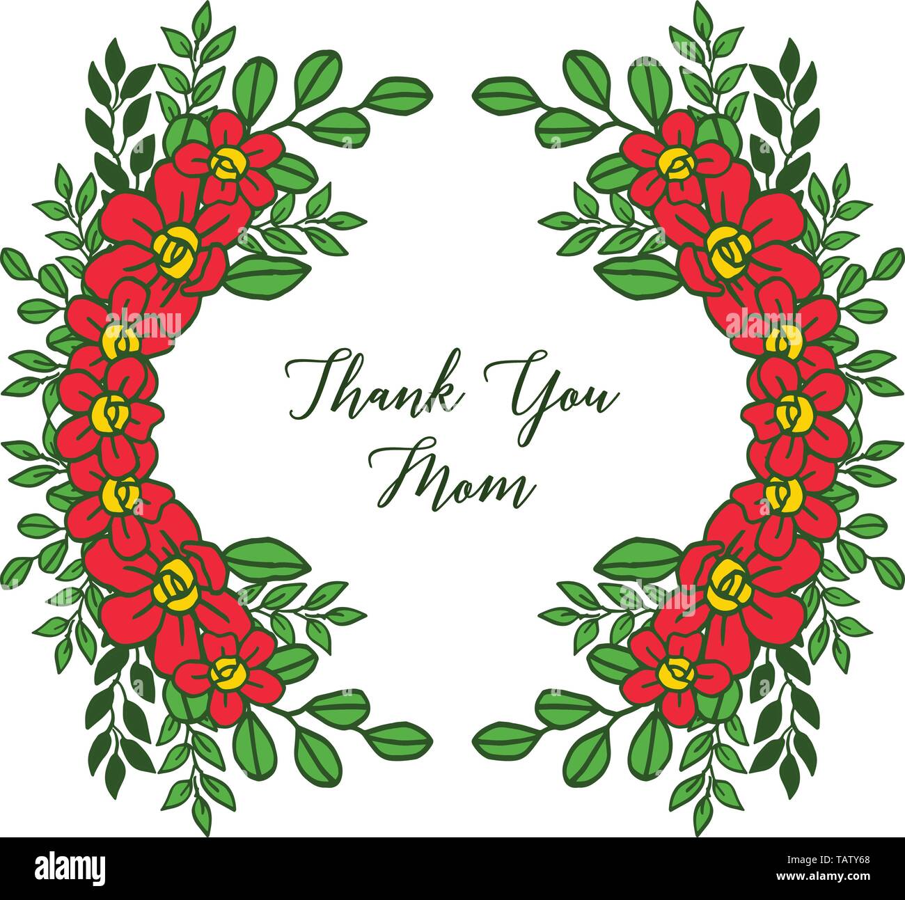 Vector illustration poster thank you mom with pattern art orange flower ...