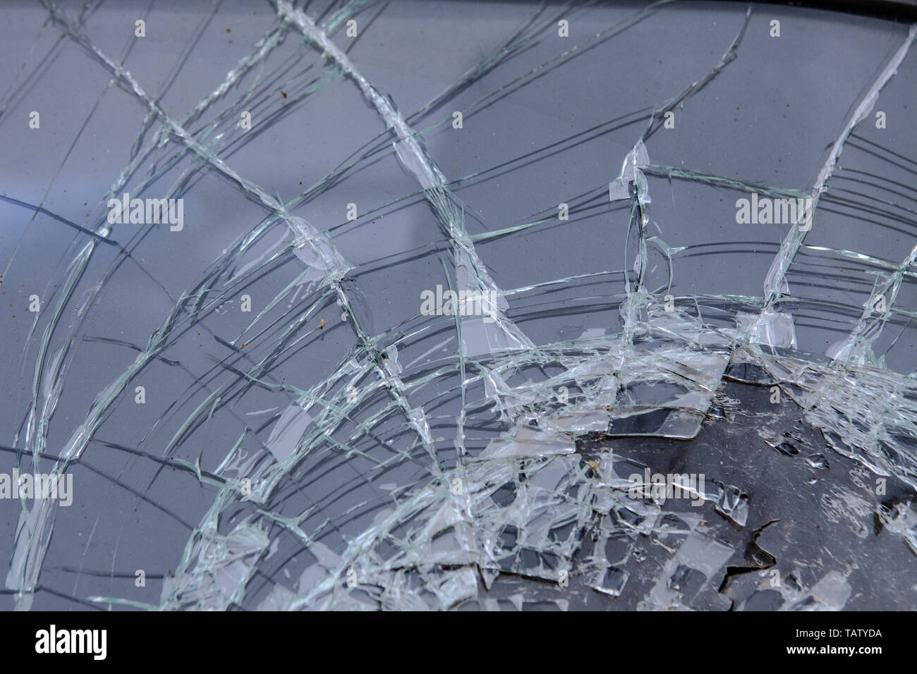 Broken Windshield after car crash Stock Photo - Alamy
