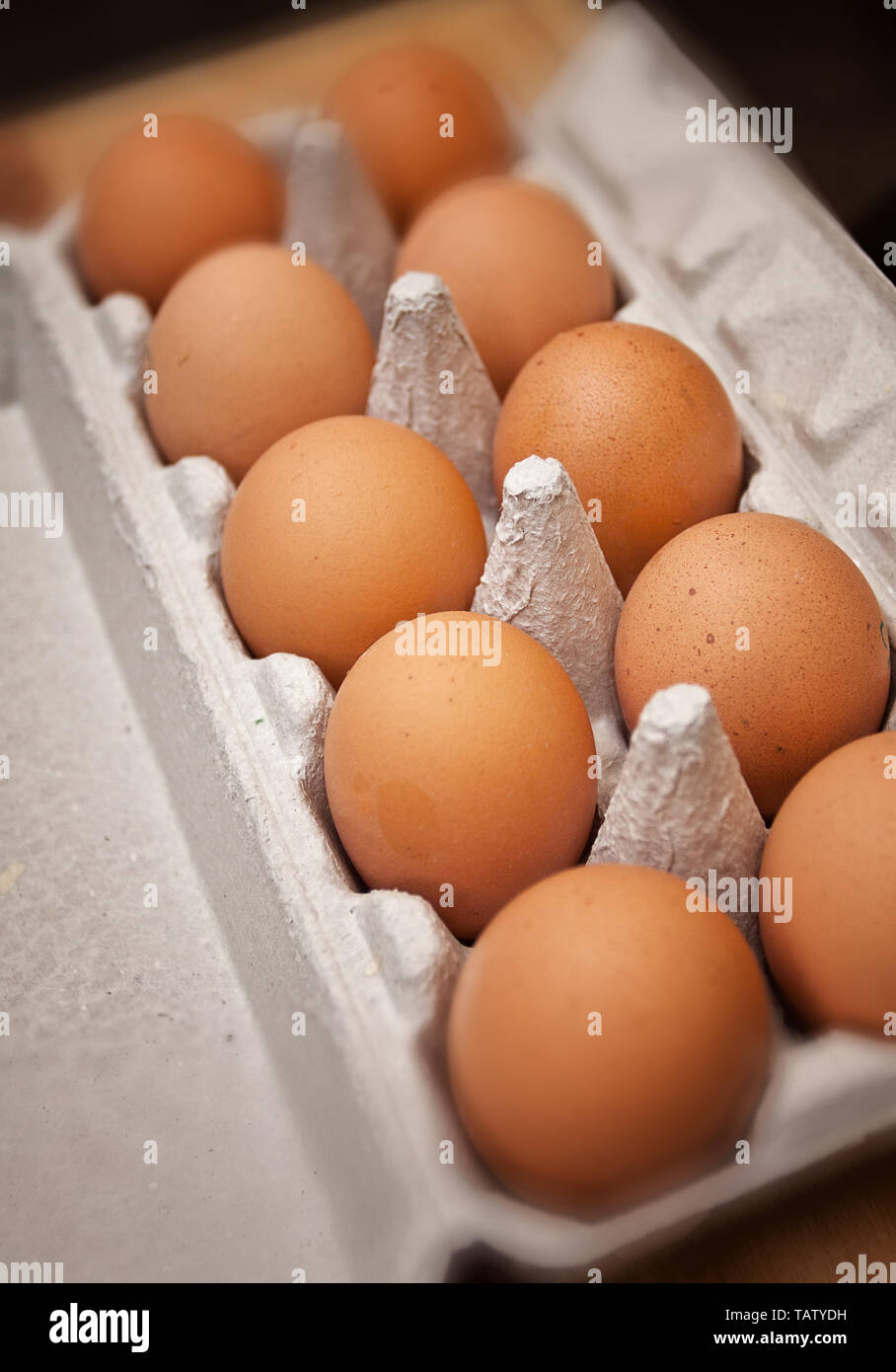 Chicken eggs in cardboard box Stock Photo - Alamy