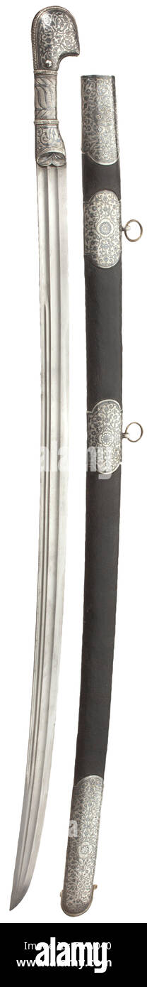 A gold-inlaid and silver-mounted Caucasian shashka, circa 1880 ...