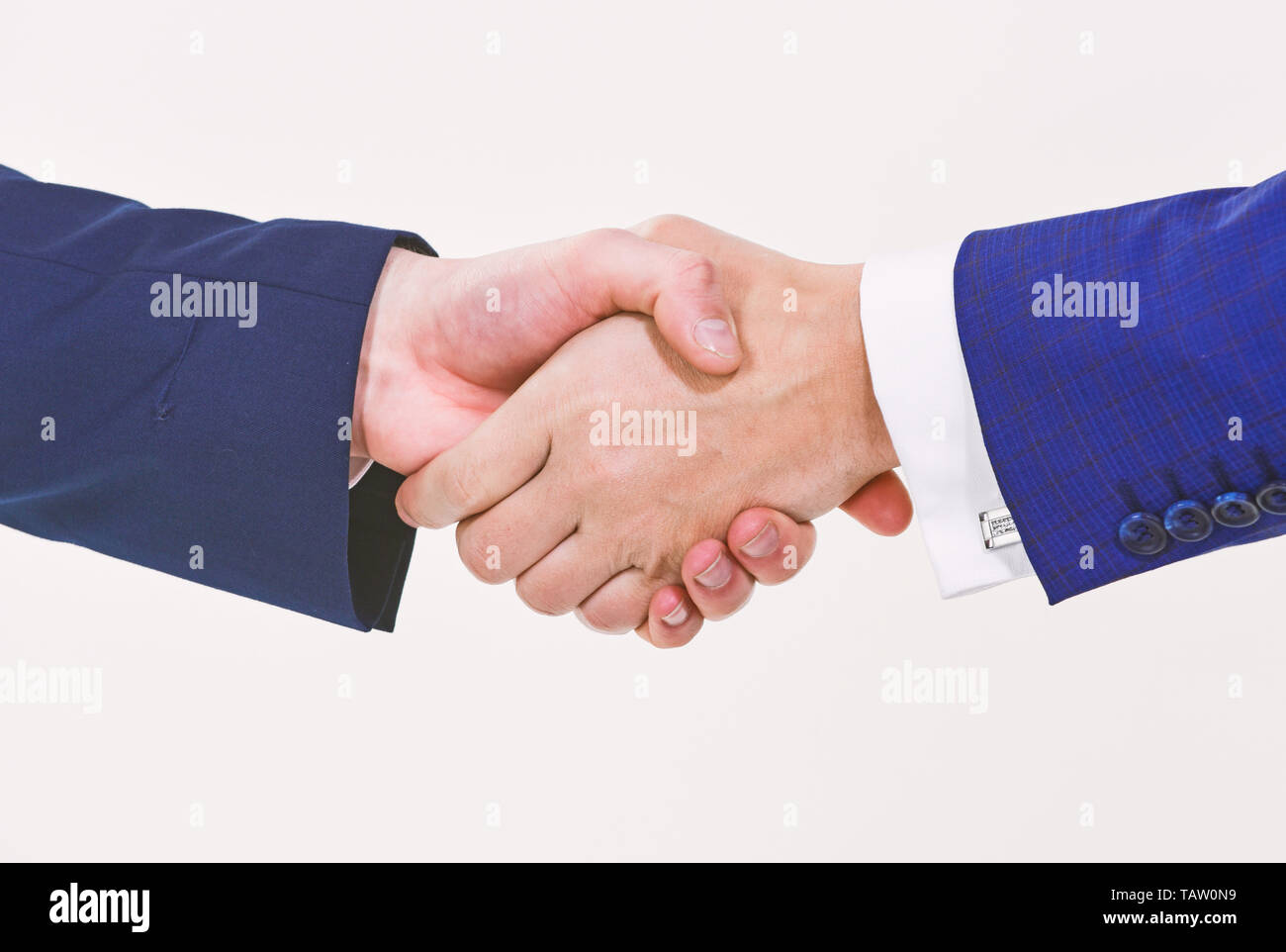 Successful deal handshake white background. Shaking hands at meeting ...