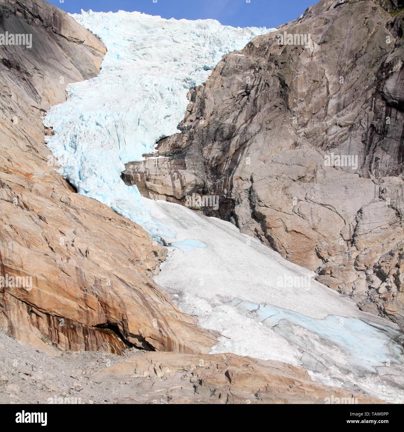 Norway, Jostedalsbreen National Park. Famous Briksdalsbreen glacier in ...