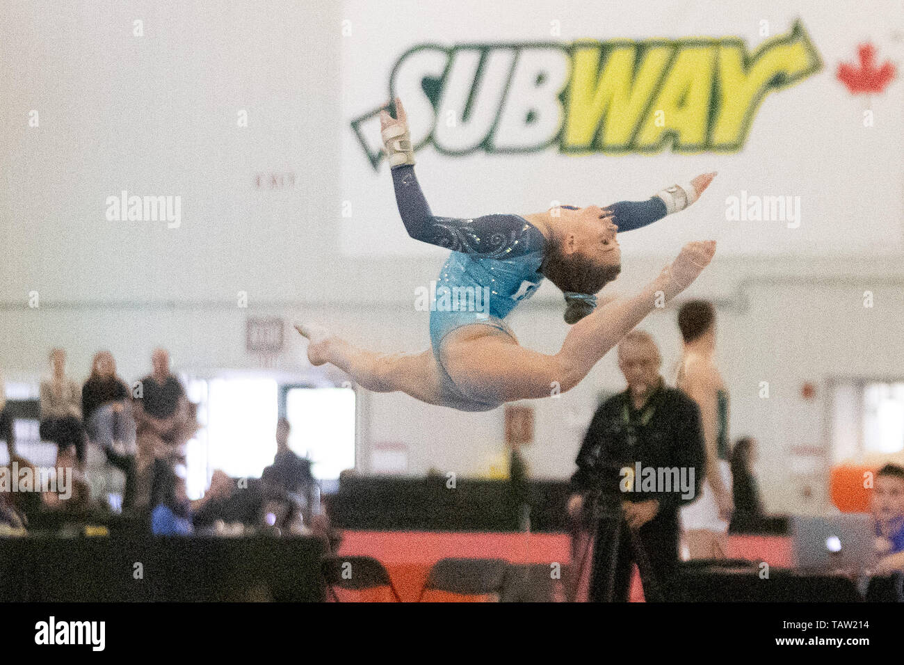 Ottawa, Canada. 26th May, 2019. Emily Walker (#316) performs her floor ...