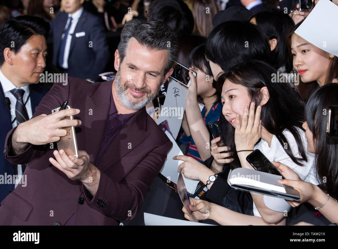 Seoul, South Korea. 27th May, 2019. Director Simon Kinberg takes ...