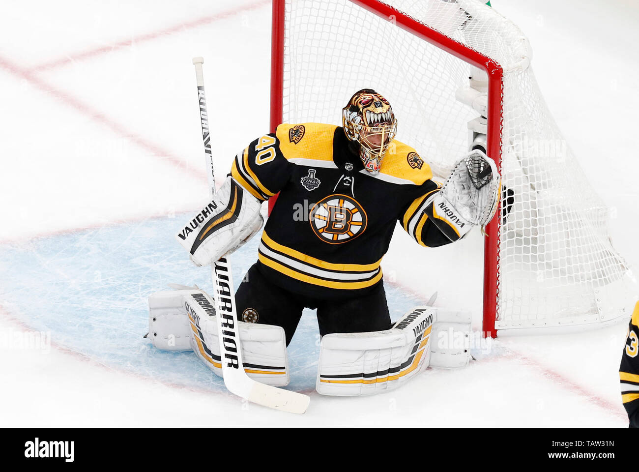 Boston, Mass, USA. 27th May, 2019. Boston Bruins goalie Tuukka Rask (40 ...