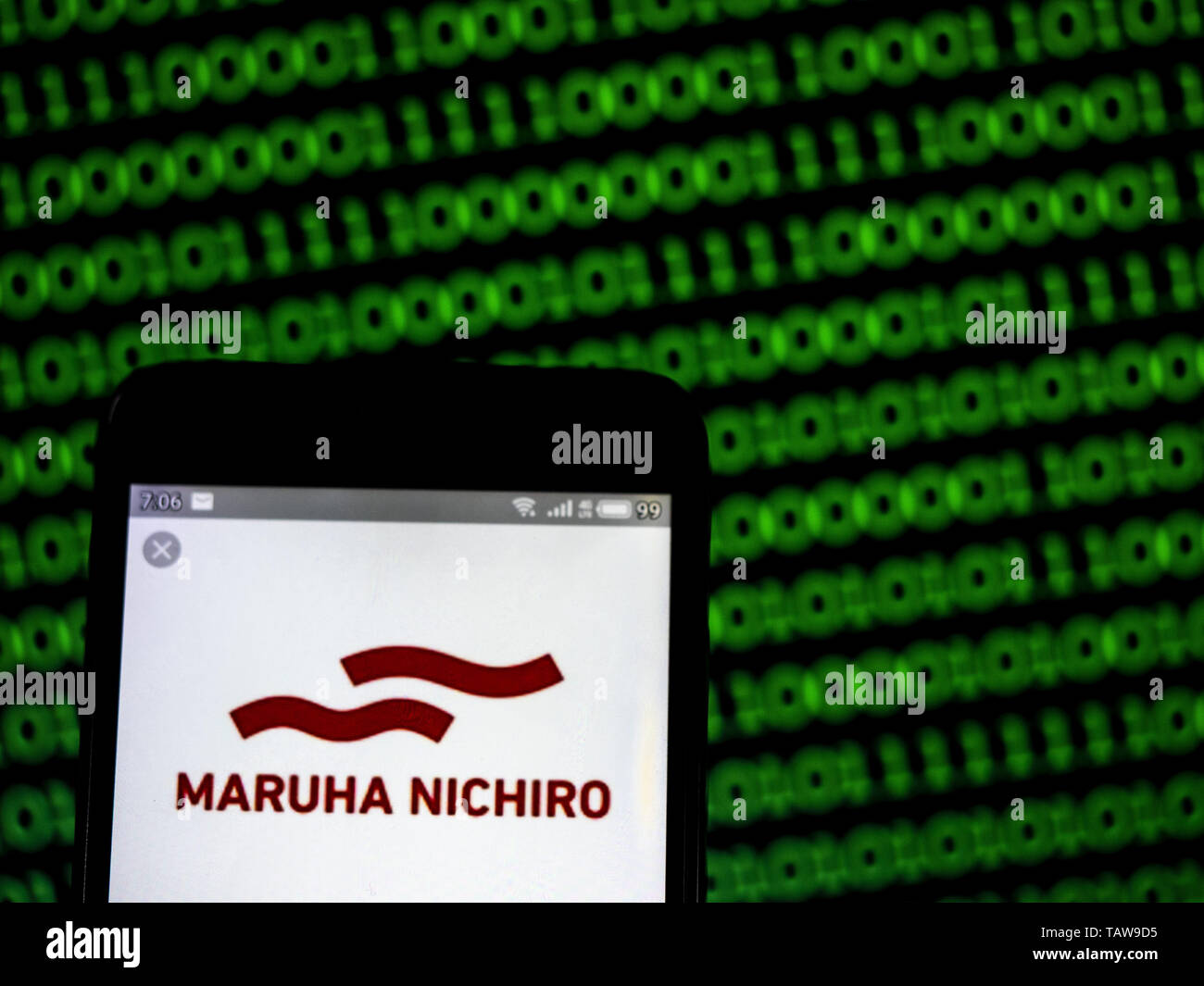 Ukraine. 4th May, 2019. In this photo illustration a Maruha Nichiro ...