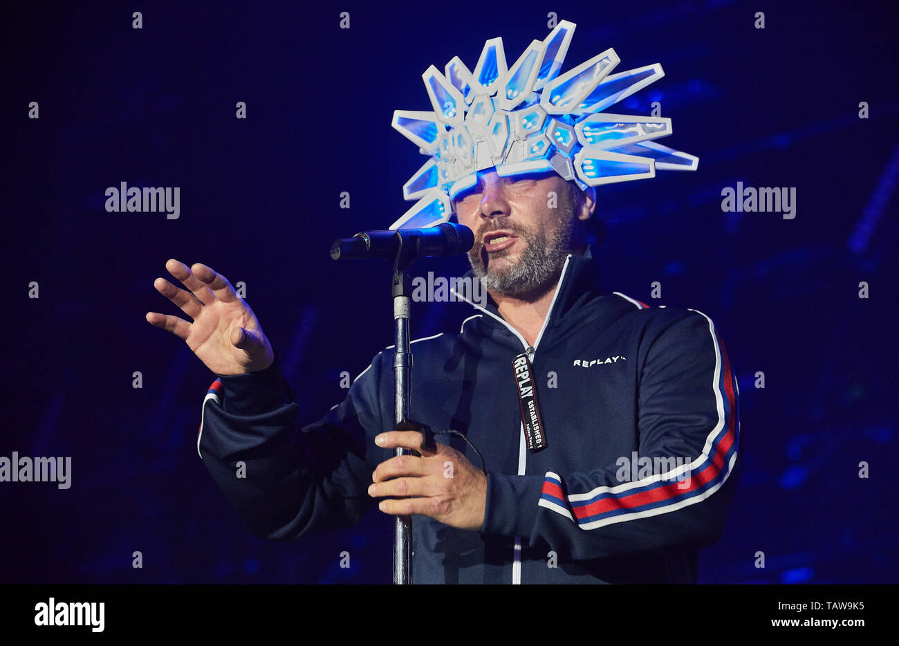 Hamburg, Germany. 28th May, 2019. Jay Kay, singer and bandleader of the ...