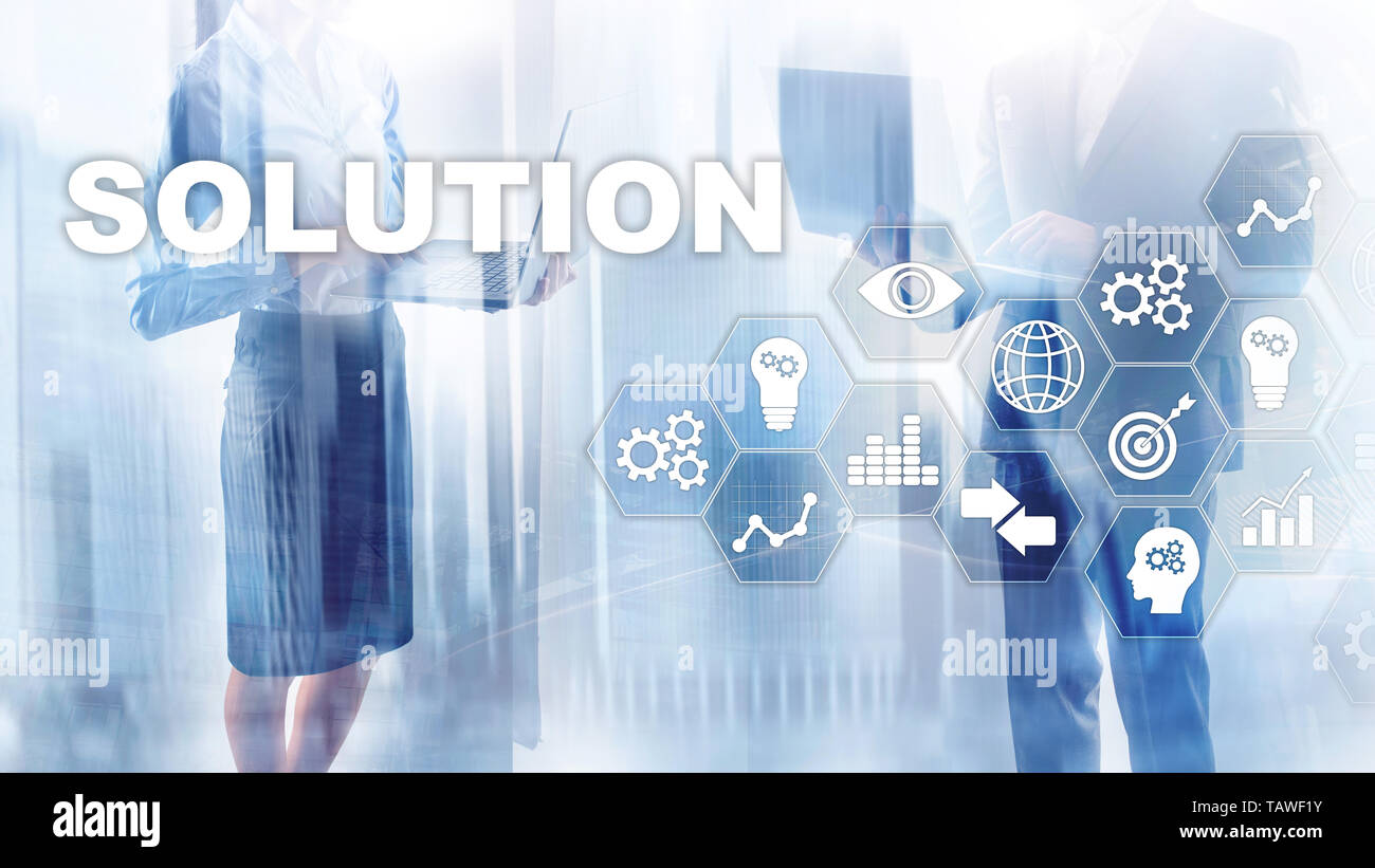 Business solutions, success and strategy concept. Structuring virtual ...