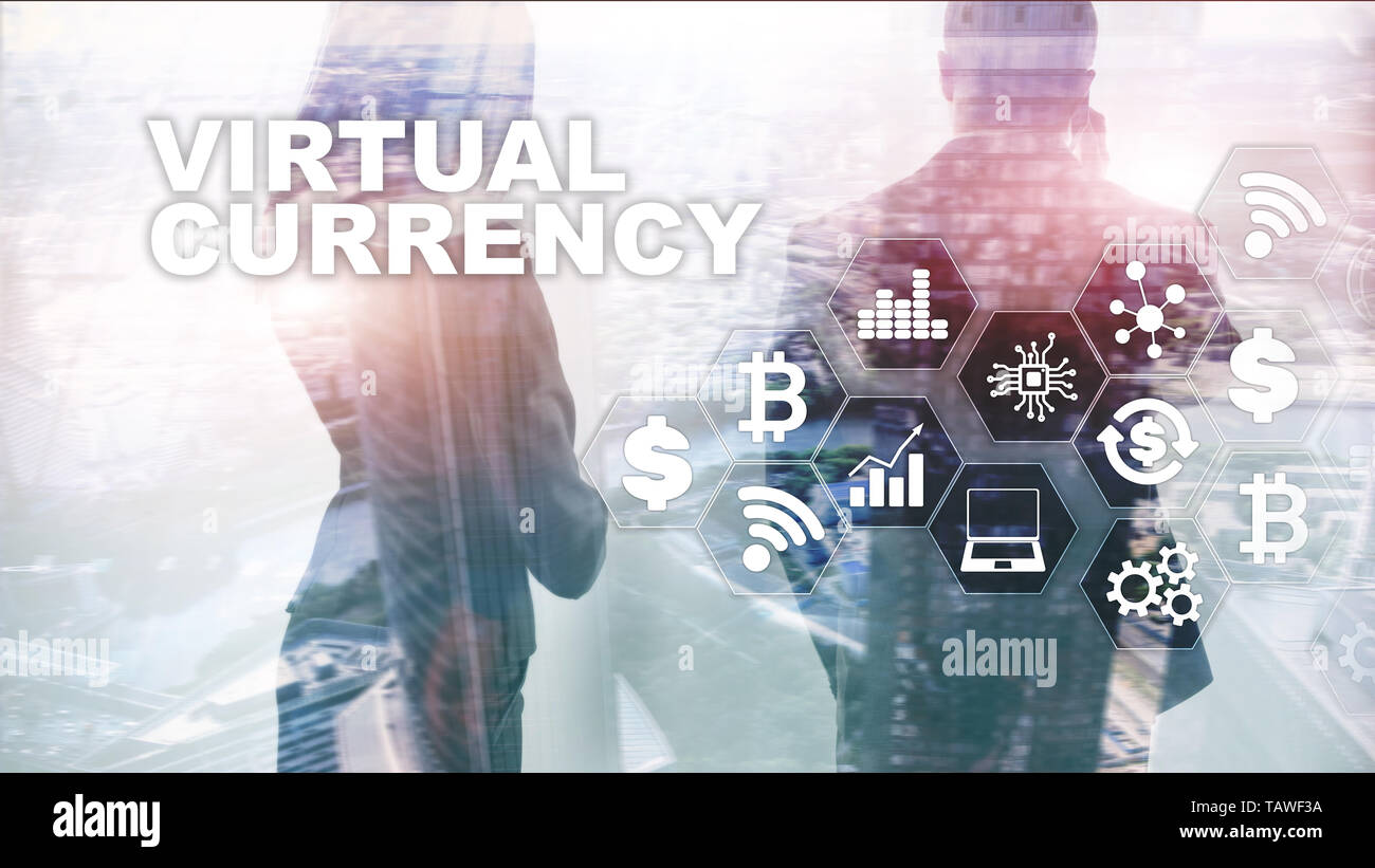 Virtual Currency Exchange, Investment concept. Currency symbols on a ...