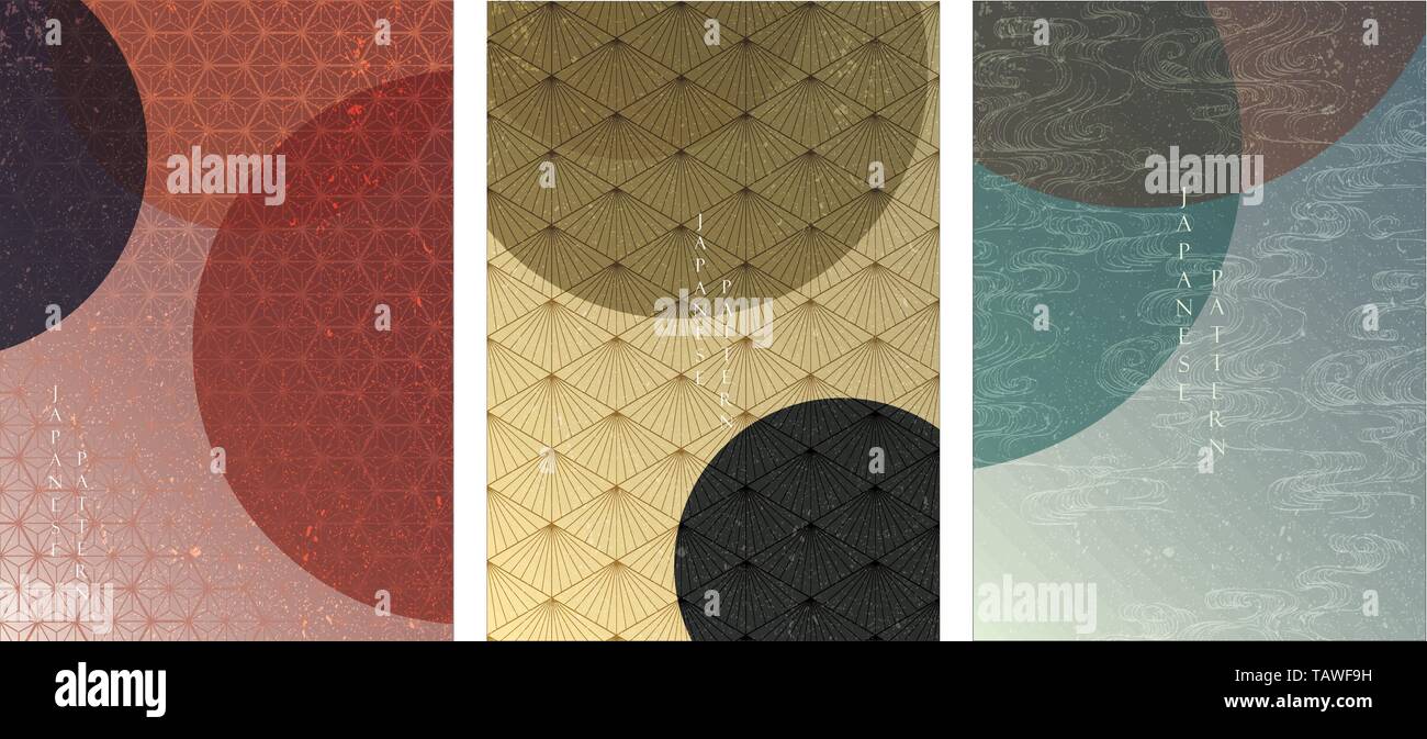 Japanese template vector. Geometric background set. Gradient abstract ...