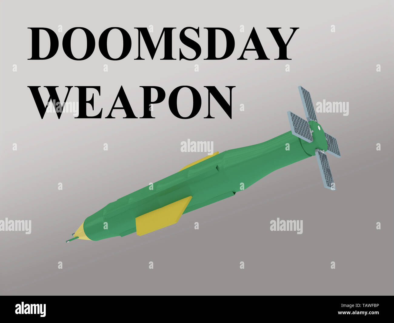 3D illustration of a huge bomb, isolated on gray gradient, titled as ...