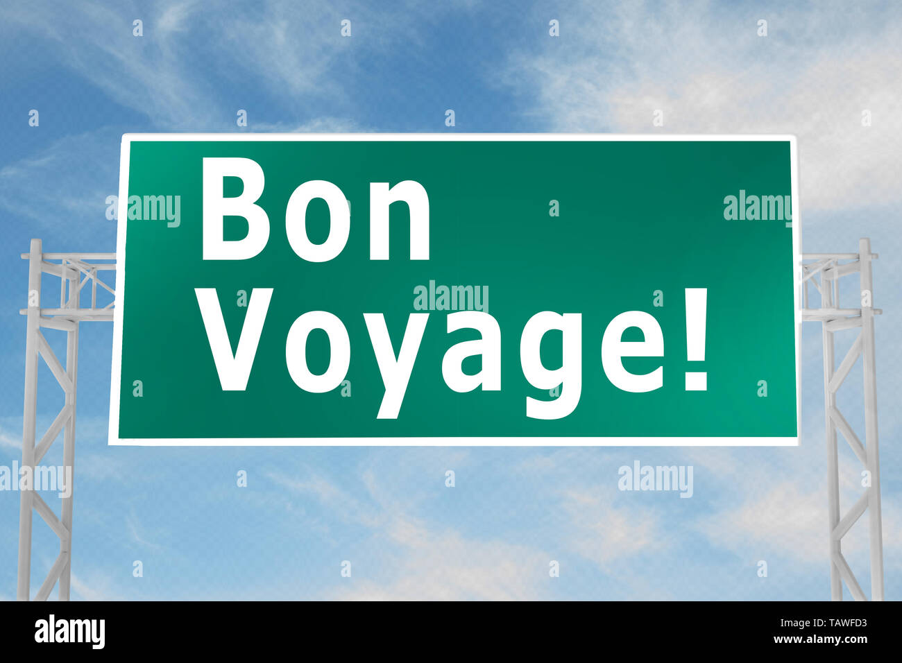 3D illustration of Bon Voyage! script on road sign Stock Photo - Alamy