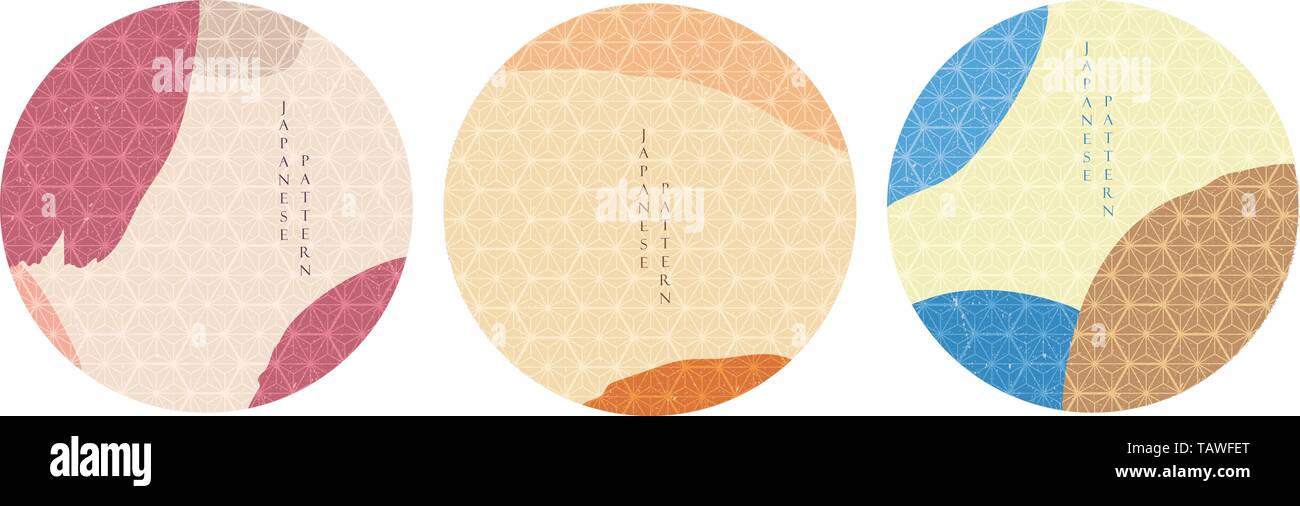 Circle shape with Japanese pattern vector. Colorful geometric template ...