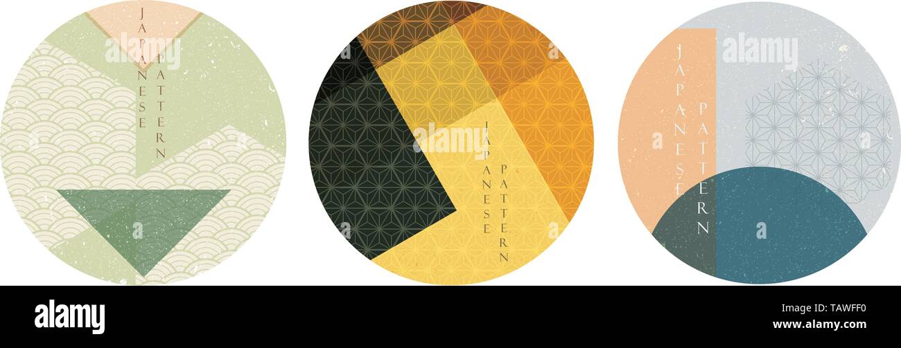 Circle shape with Japanese pattern vector. Geometric template ...