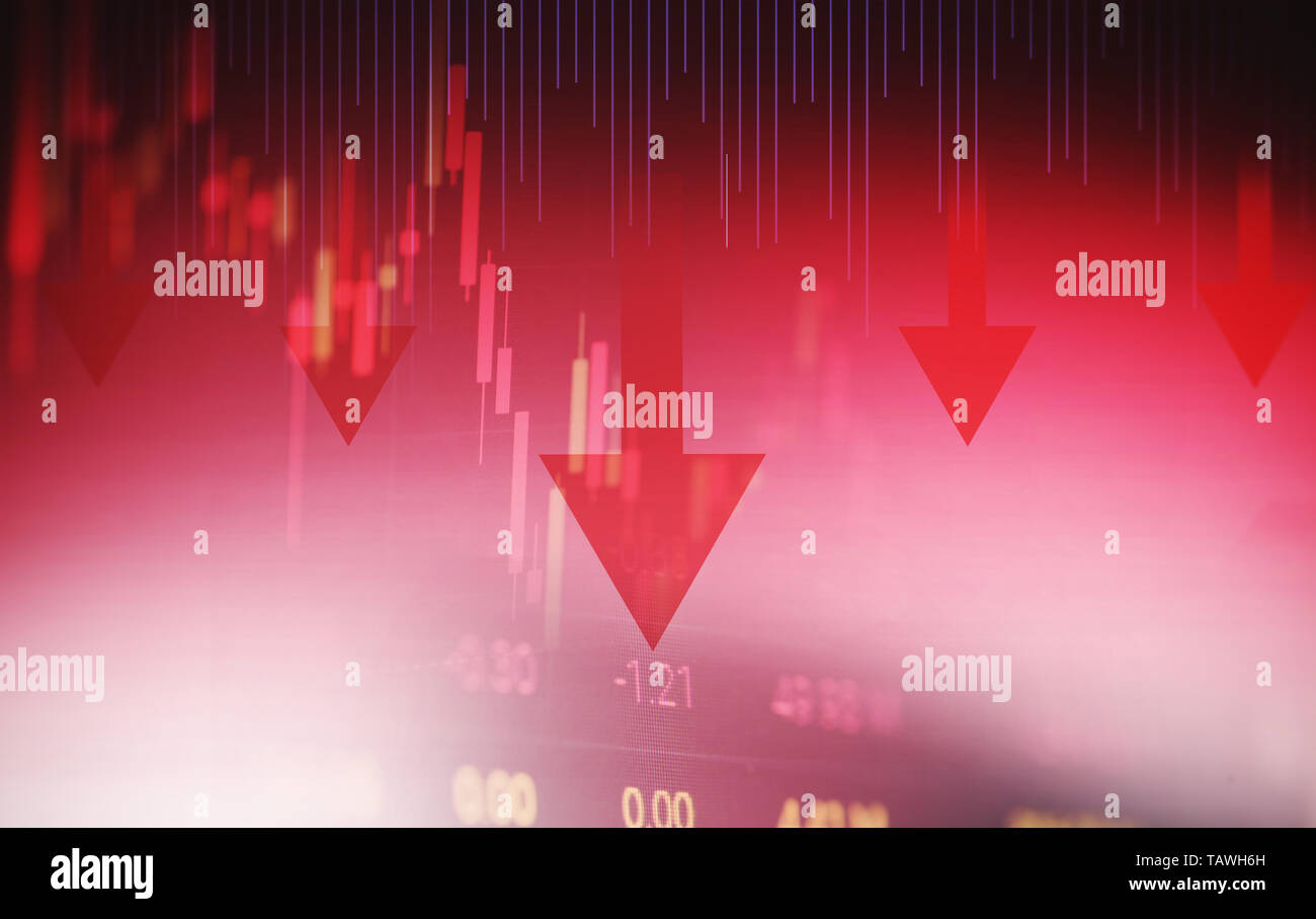 Finance decrease and crisis graph falling down business chart arrow hi ...
