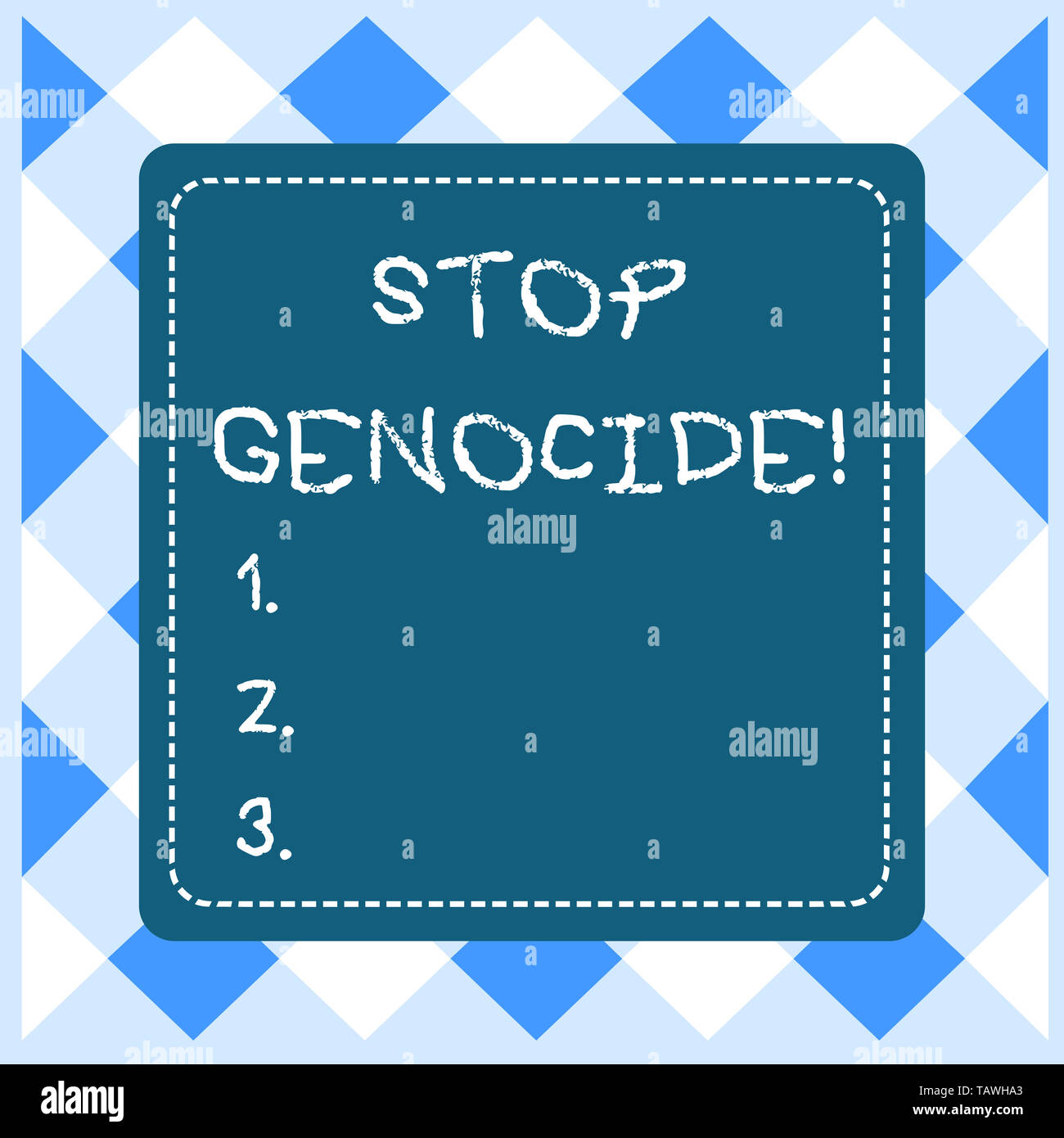 Text sign showing Stop Genocide. Business photo showcasing to put an ...