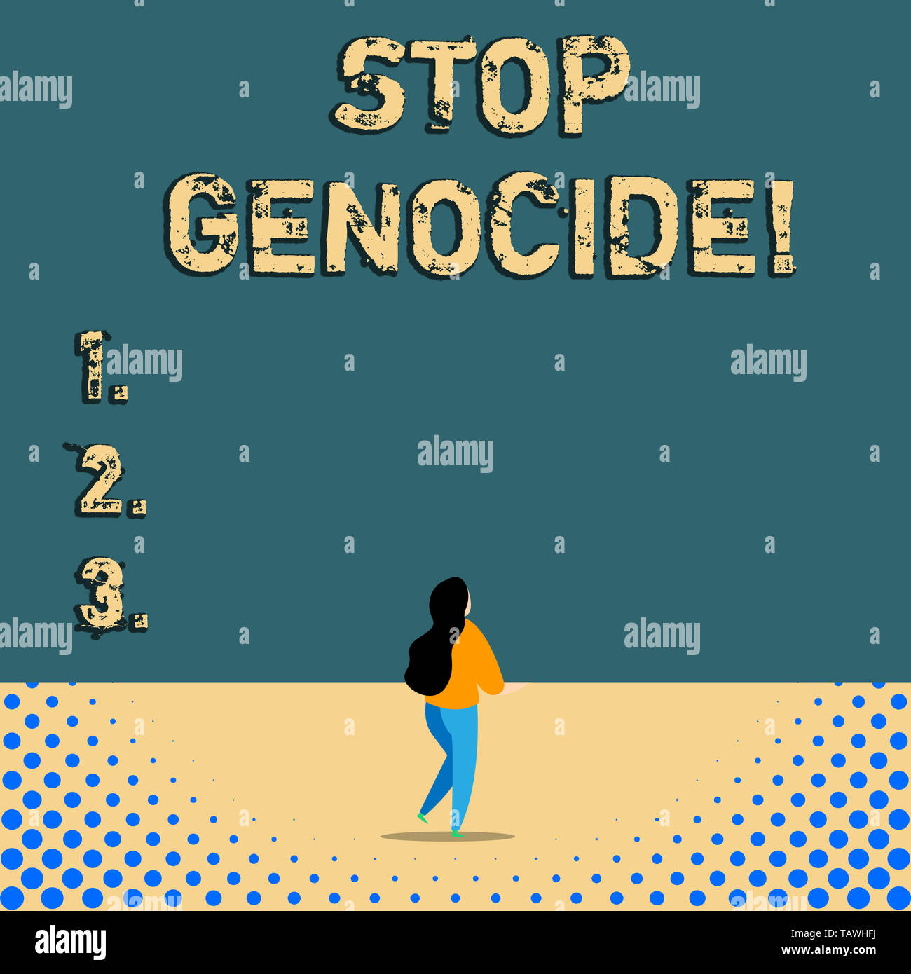 Text sign showing Stop Genocide. Business photo text to put an end on ...