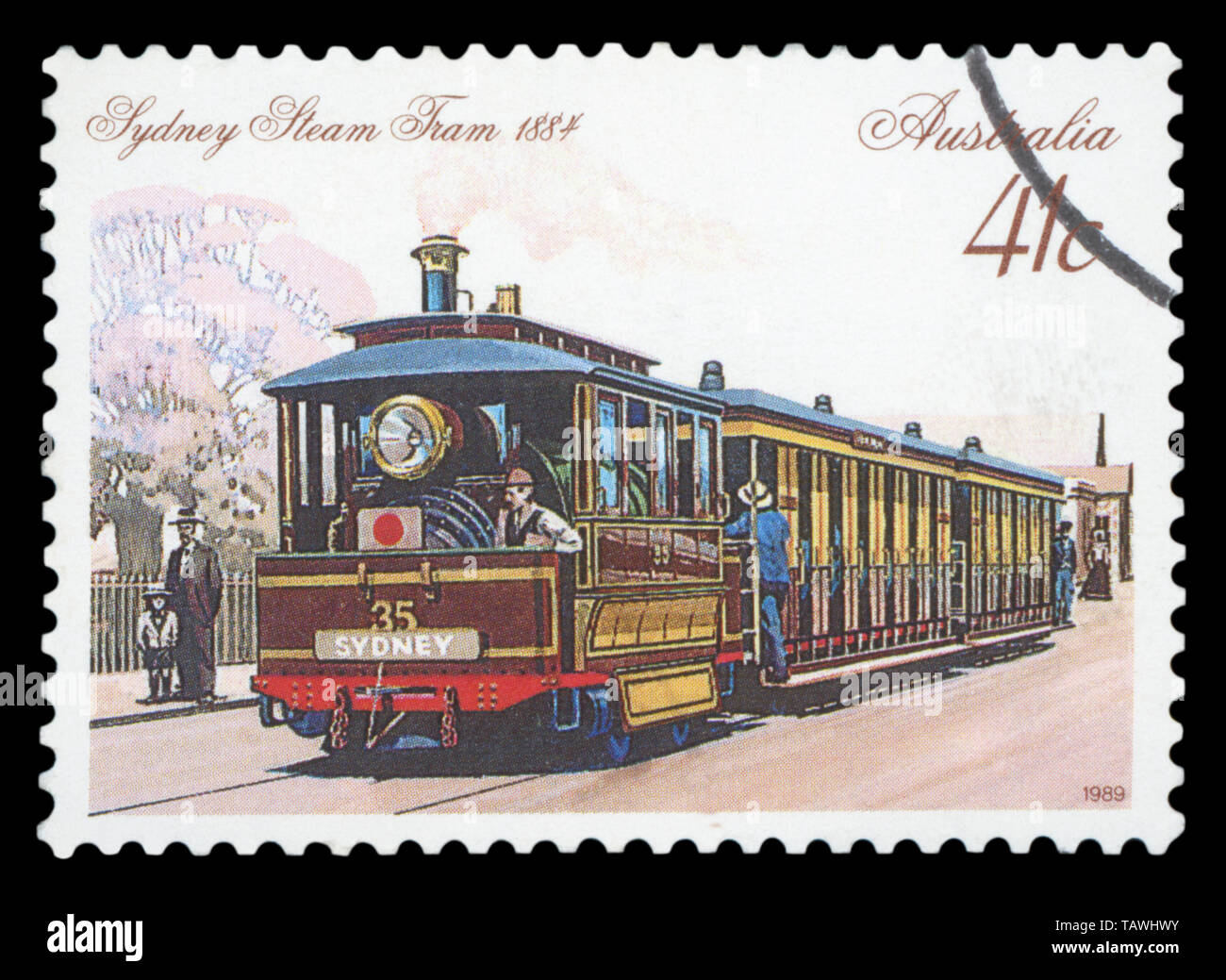 AUSTRALIA - CIRCA 1989: A Stamp printed in AUSTRALIA shows the Steam ...