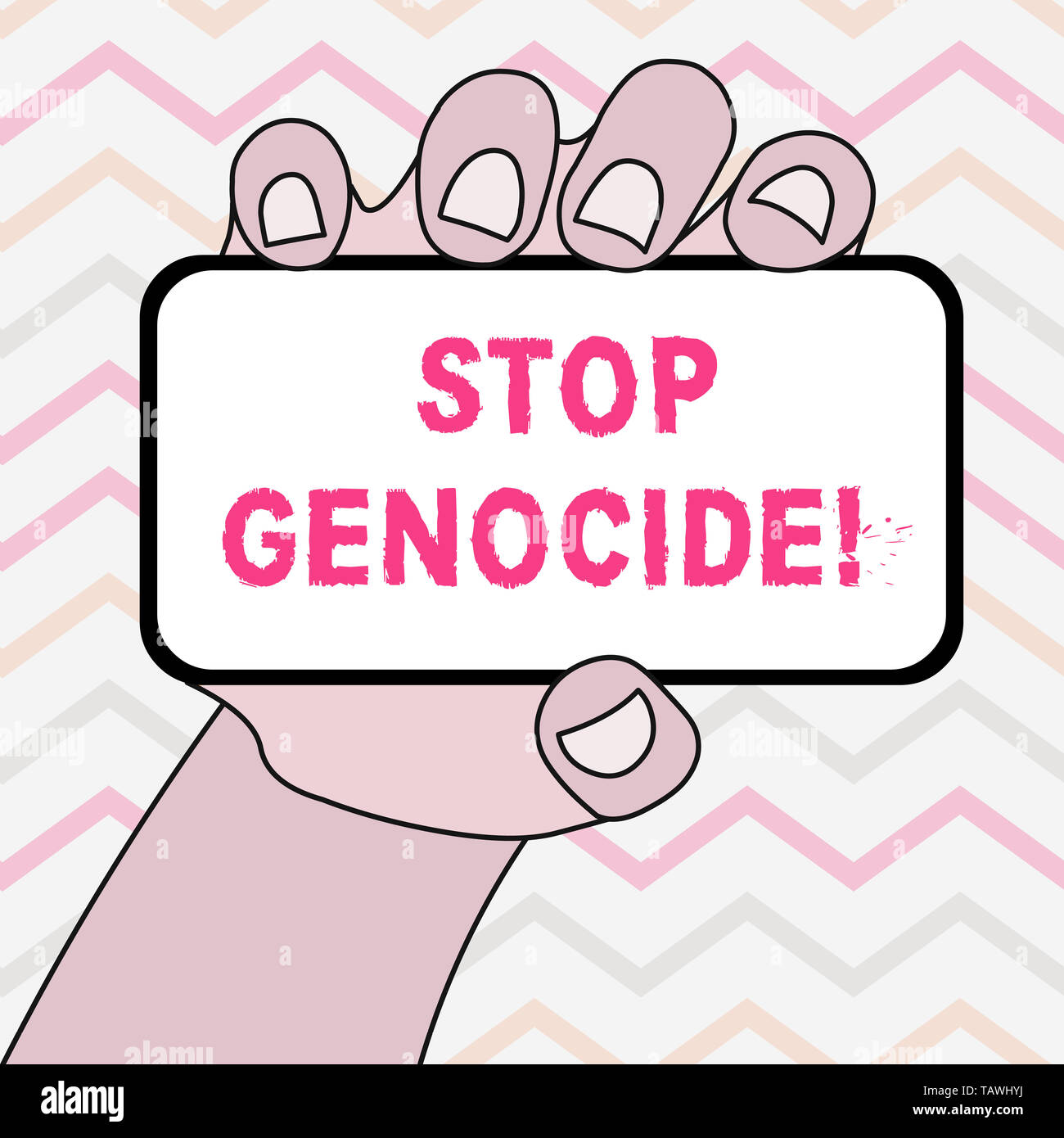 Text sign showing Stop Genocide. Business photo showcasing to put an ...