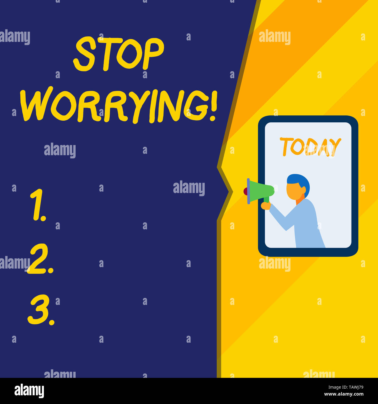 Text sign showing Stop Worrying. Business photo text stop thinking ...