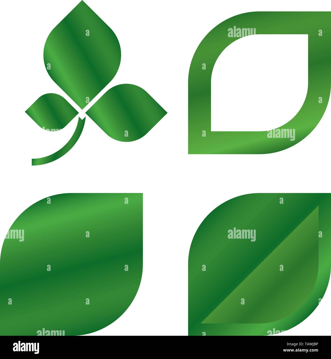 Vector illustration. Set of four icons about environment leaf Stock ...