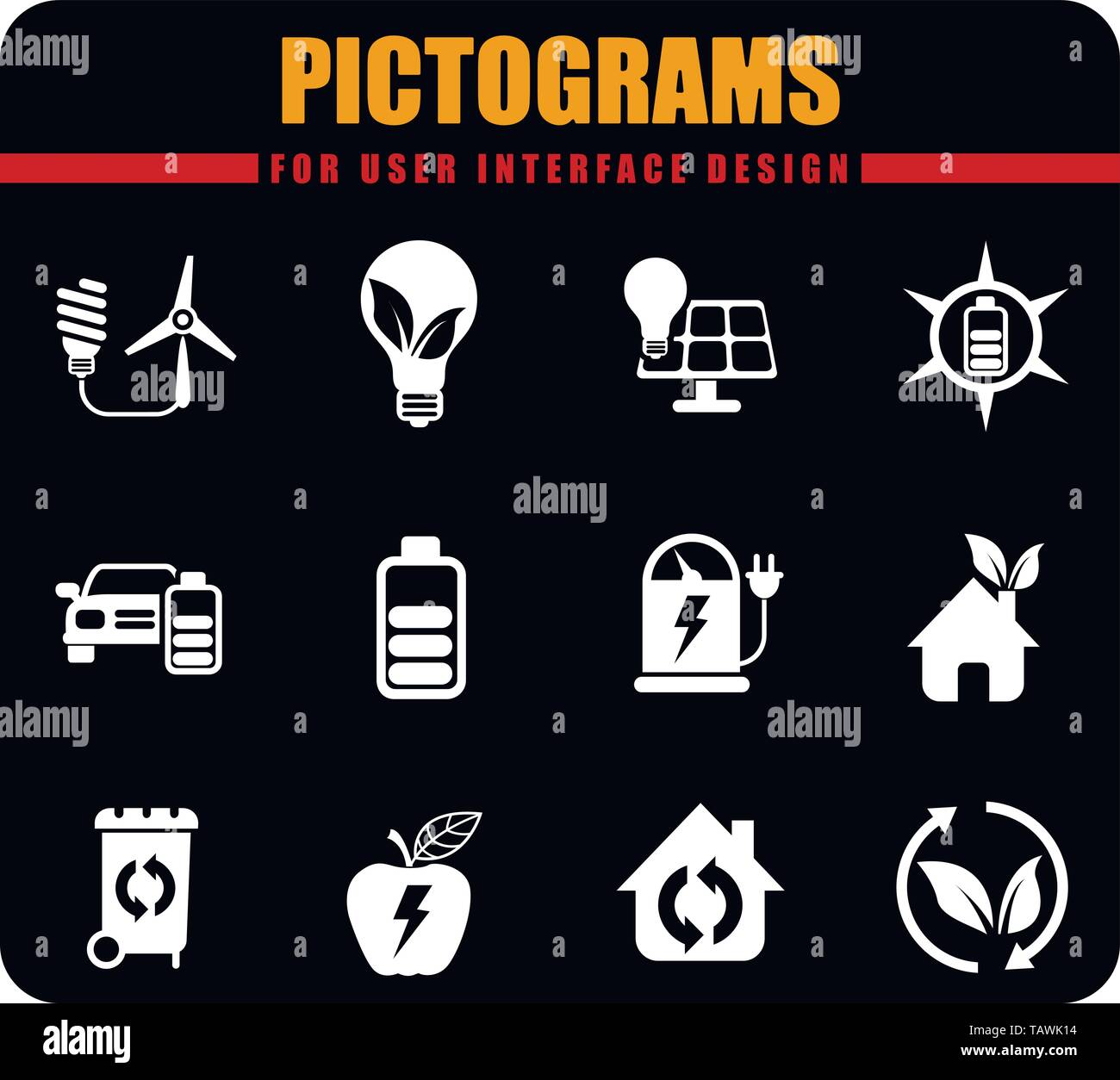 alternative energy professional pictograms for user interface design ...