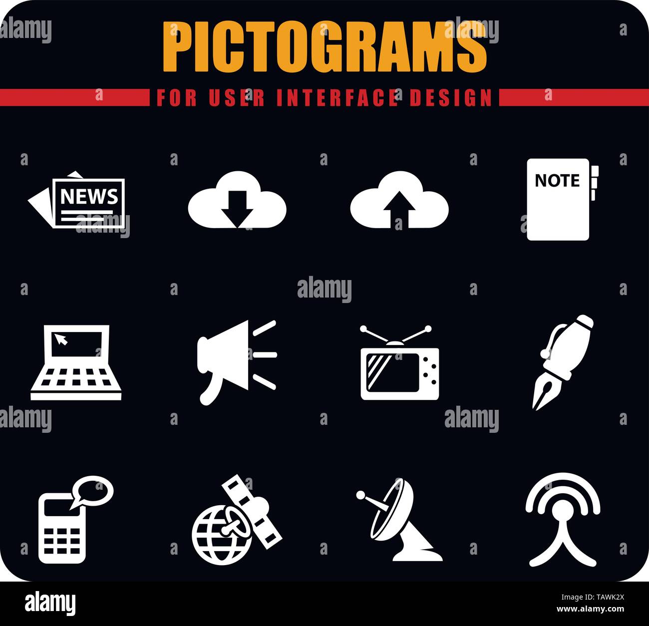 Communication professional vector pictograms for user interface design ...