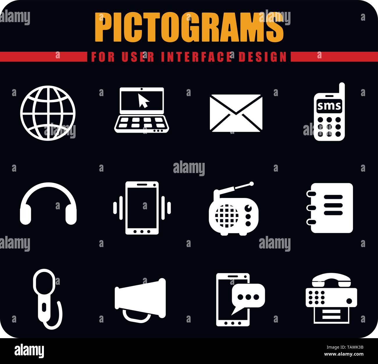 communication professional vector pictograms for user interface design ...