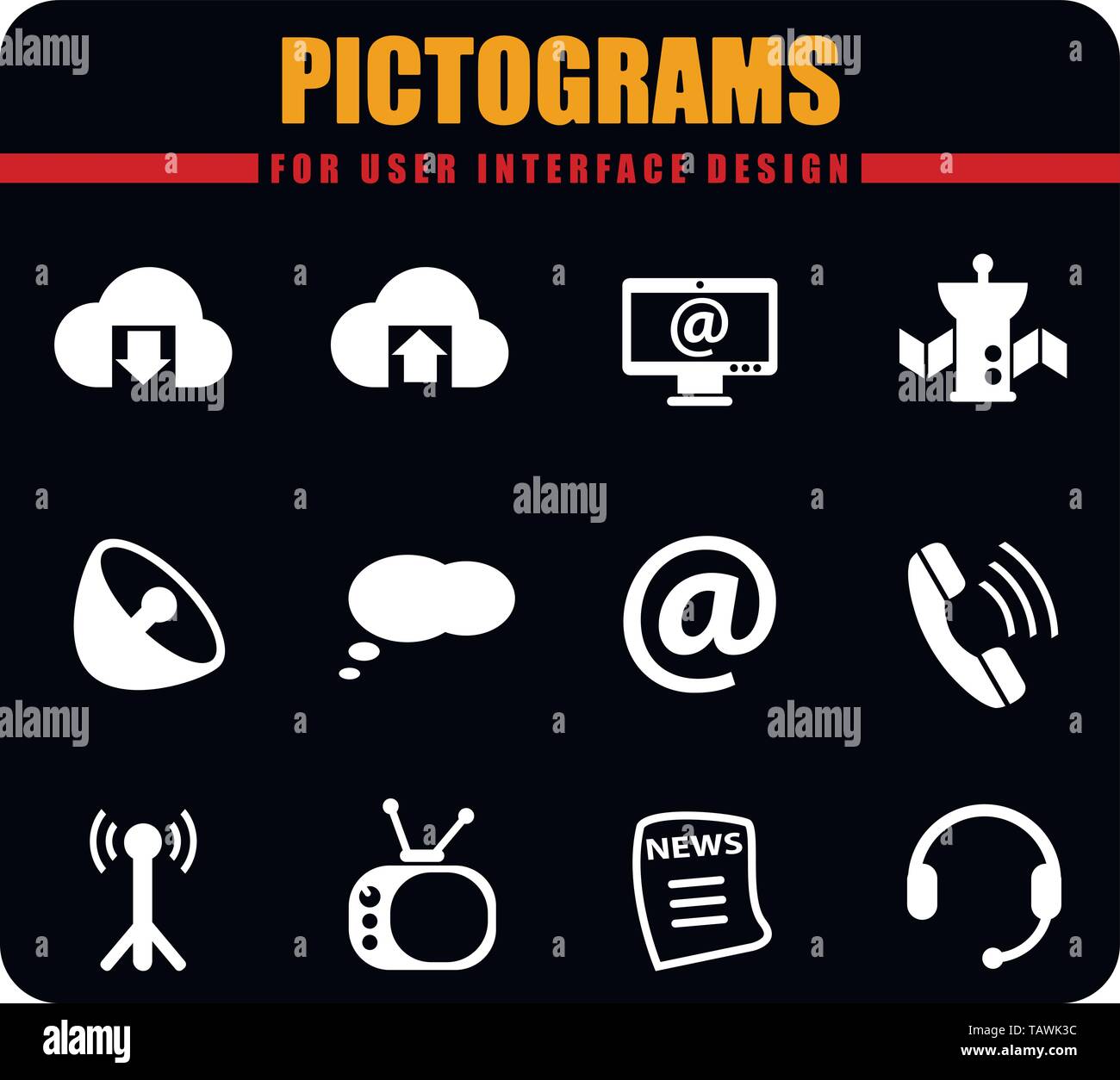 communication professional vector pictograms for user interface design ...