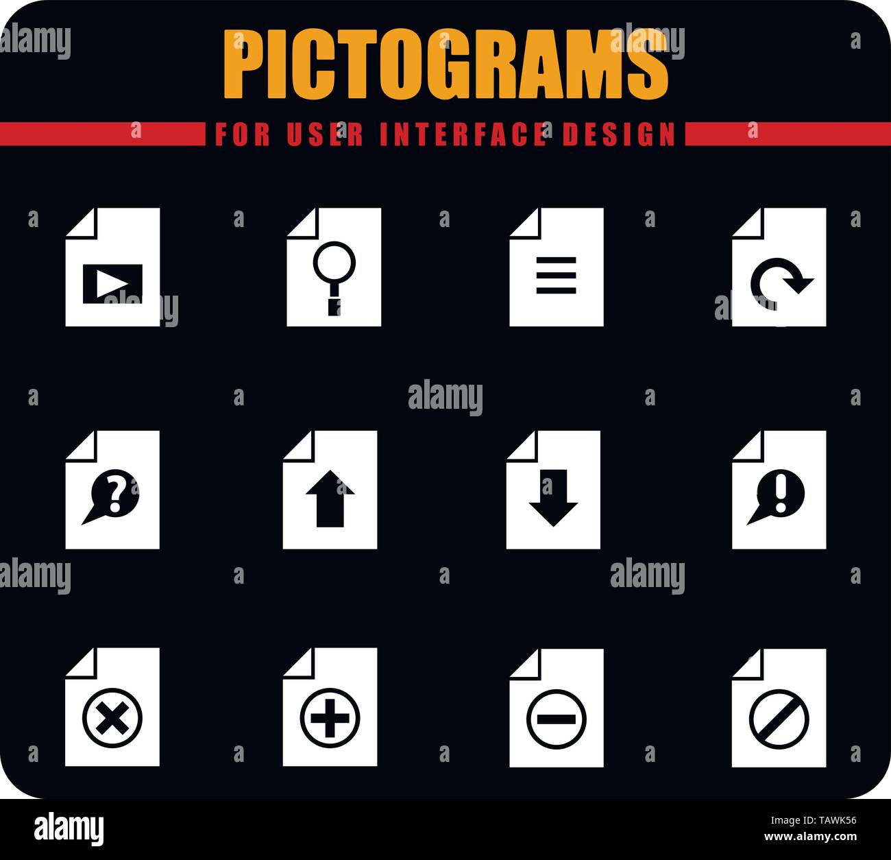 document professional vector pictograms for user interface design Stock ...