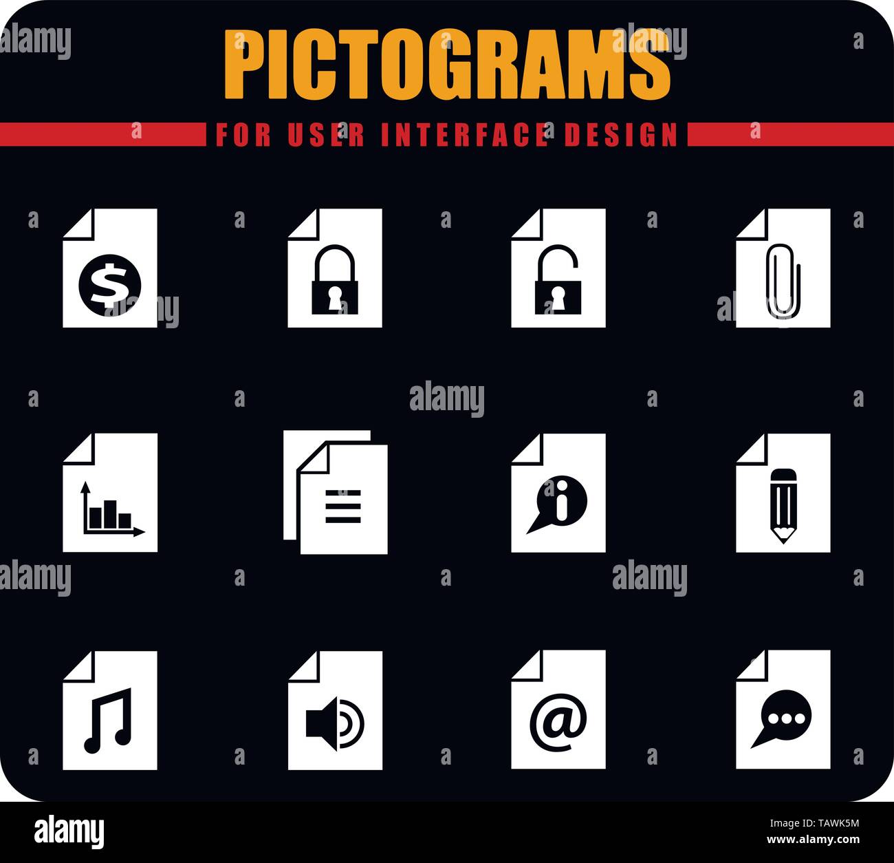 document professional vector pictograms for user interface design Stock ...