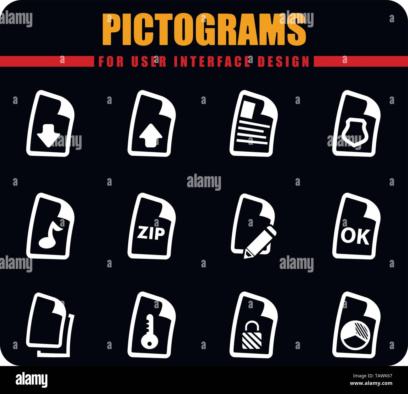 Document professional vector pictograms for user interface design Stock ...