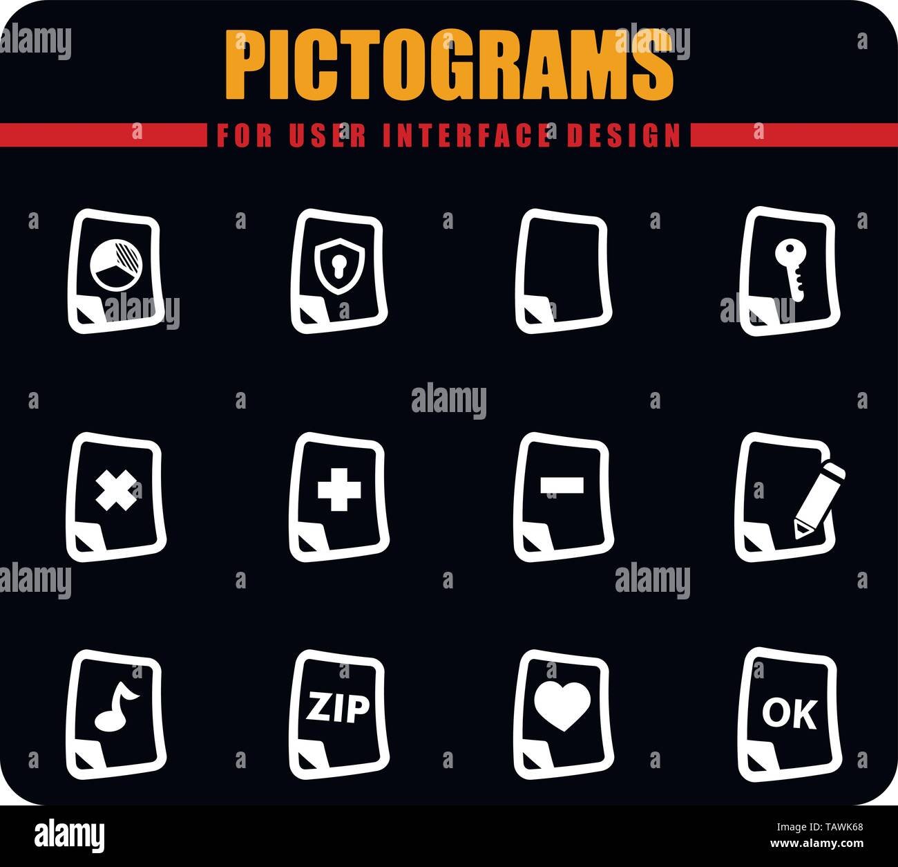 Document professional vector pictograms for user interface design Stock ...