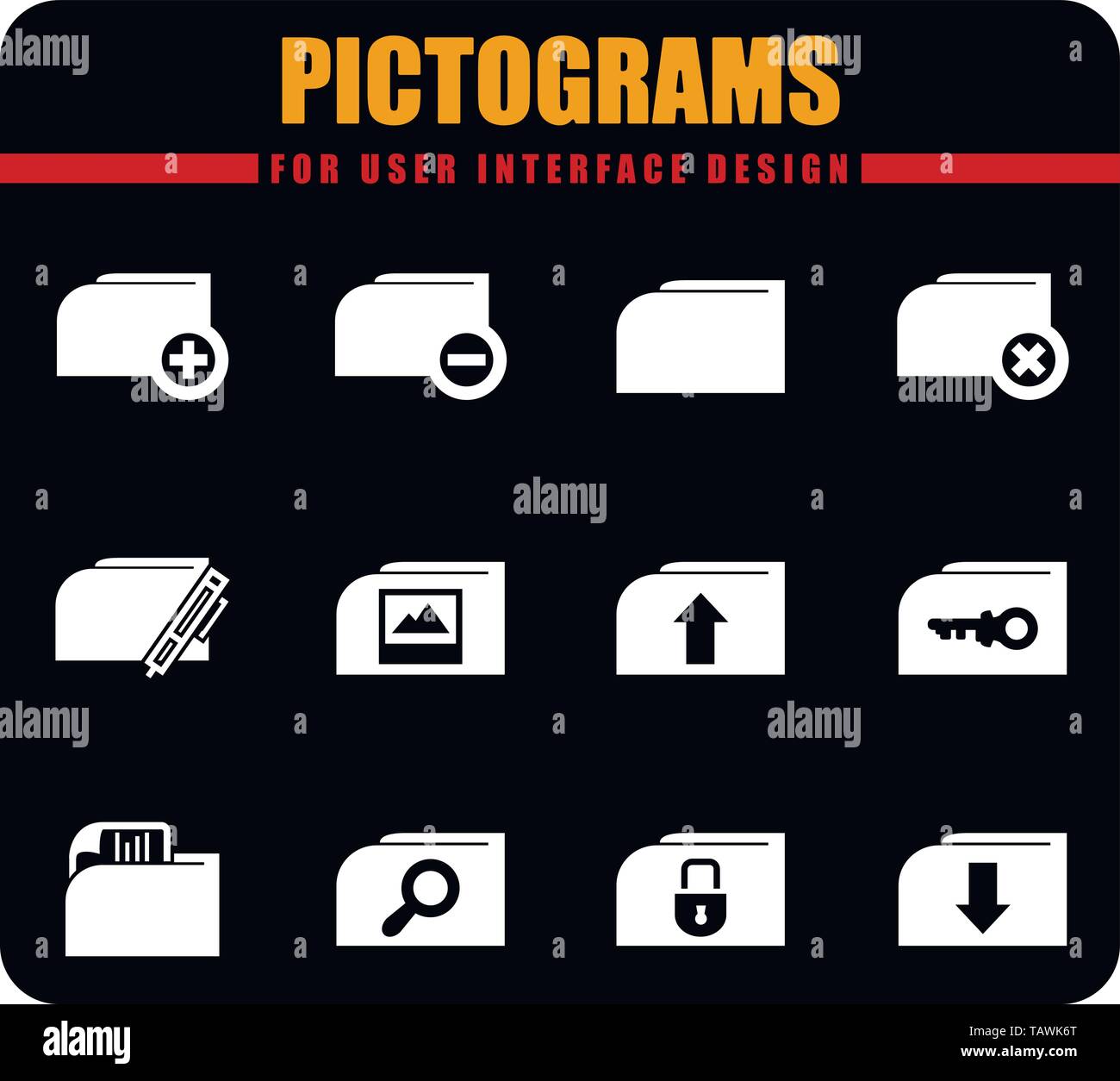 Folder professional vector pictograms for user interface design Stock ...