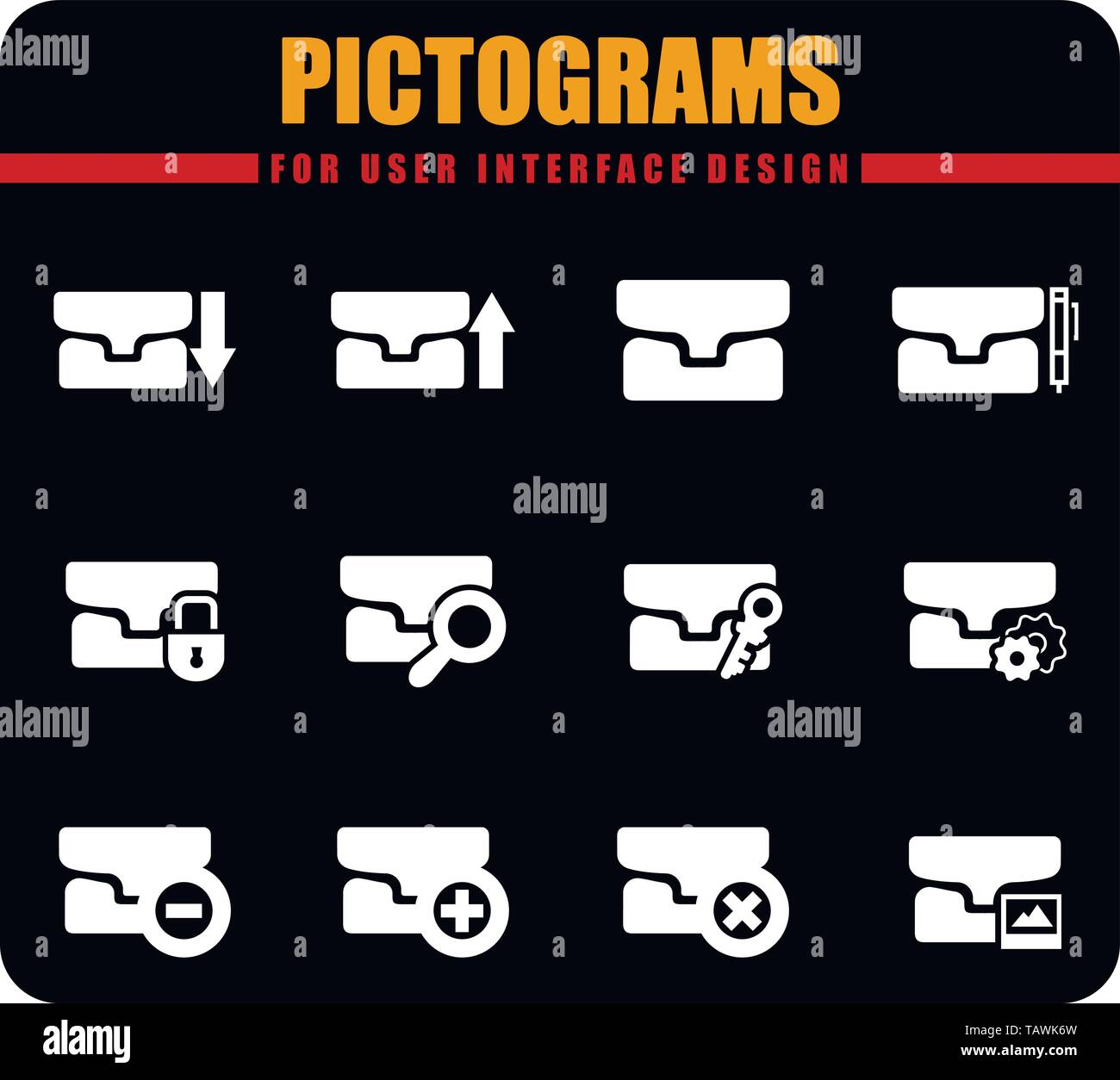 Folder professional vector pictograms for user interface design Stock ...