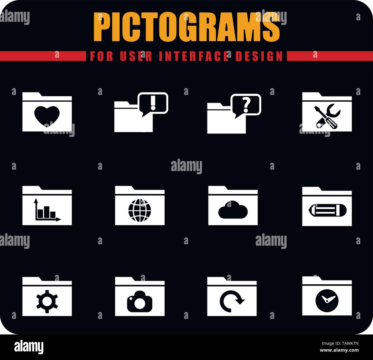 folder professional vector pictograms for user interface design Stock ...